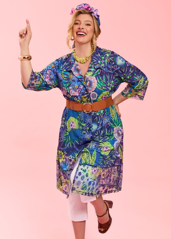 Shop Plus Size Catalina Jaguar Mesh Trim Duster, Multi | Taking Shape NZ