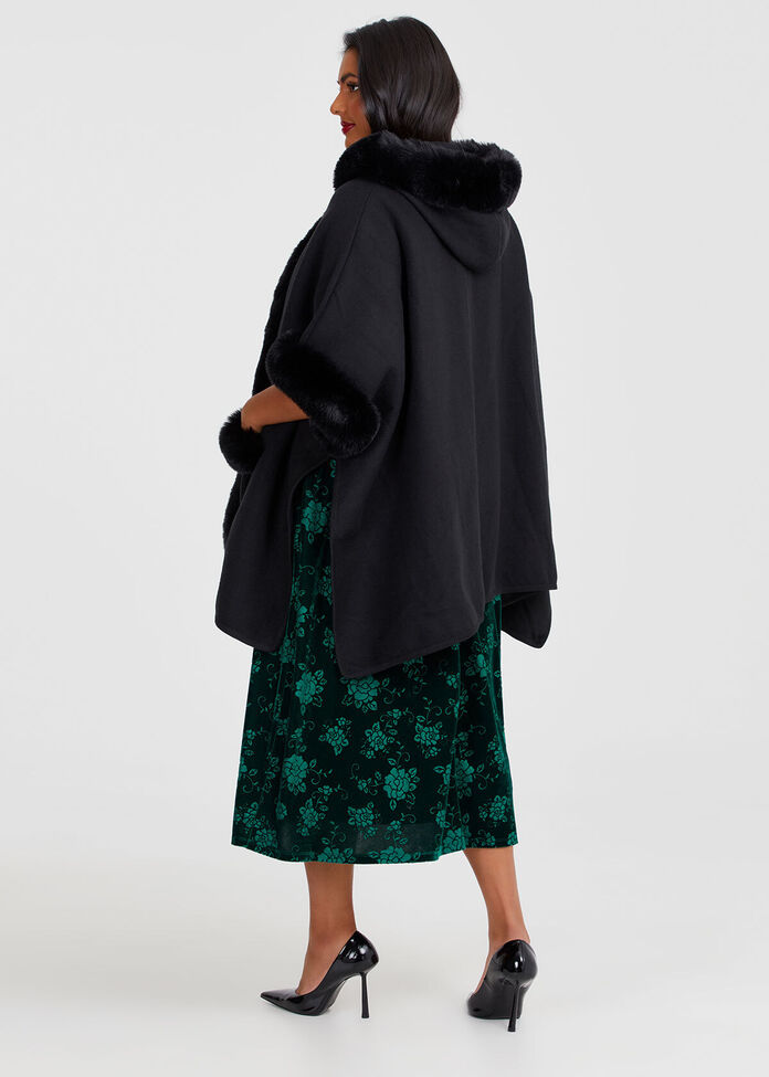 Shop Hooded Fur Cape in Black | Accessories | Taking Shape NZ