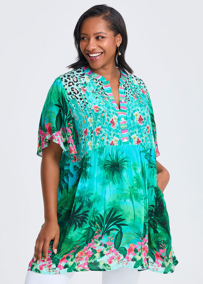 Shop Plus Size Natural Palm Cove Tunic, Multi | Taking Shape NZ