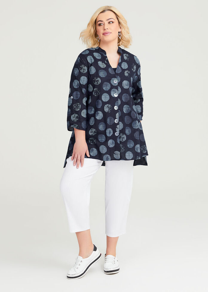 Shop Plus Size Spot Linen Bamboo Shirt, Blue | Taking Shape AU