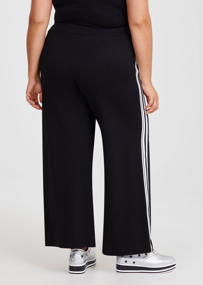 Shop Plus Size Ponte Mimi Stripe Wide Leg Pant, Black | Taking Shape AU