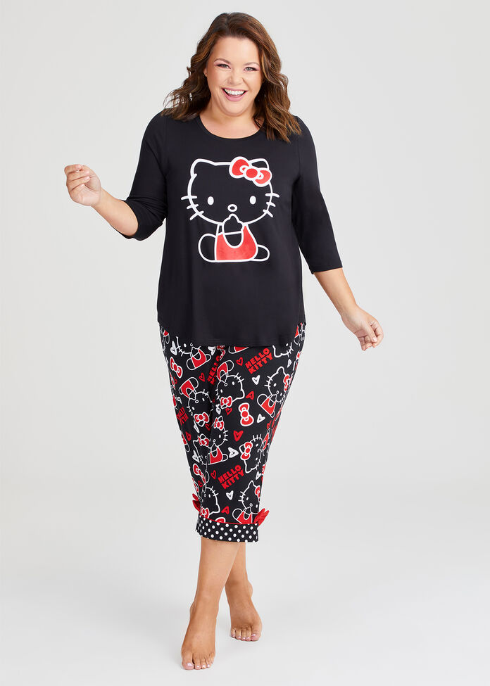 Shop Plus Size Hello Kitty Pyjama Top, Black | Taking Shape AU