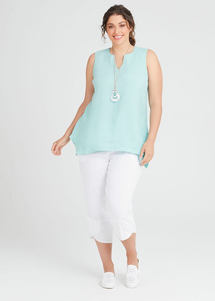 Shop Plus Size Serenity Linen & Knit Tank, Blue | Taking Shape AU
