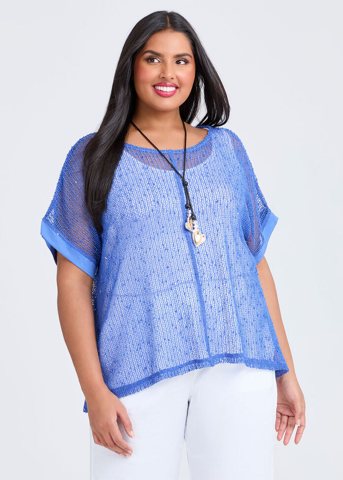 Shop Plus Size Textured Lulu Overtop, Blue | Taking Shape NZ