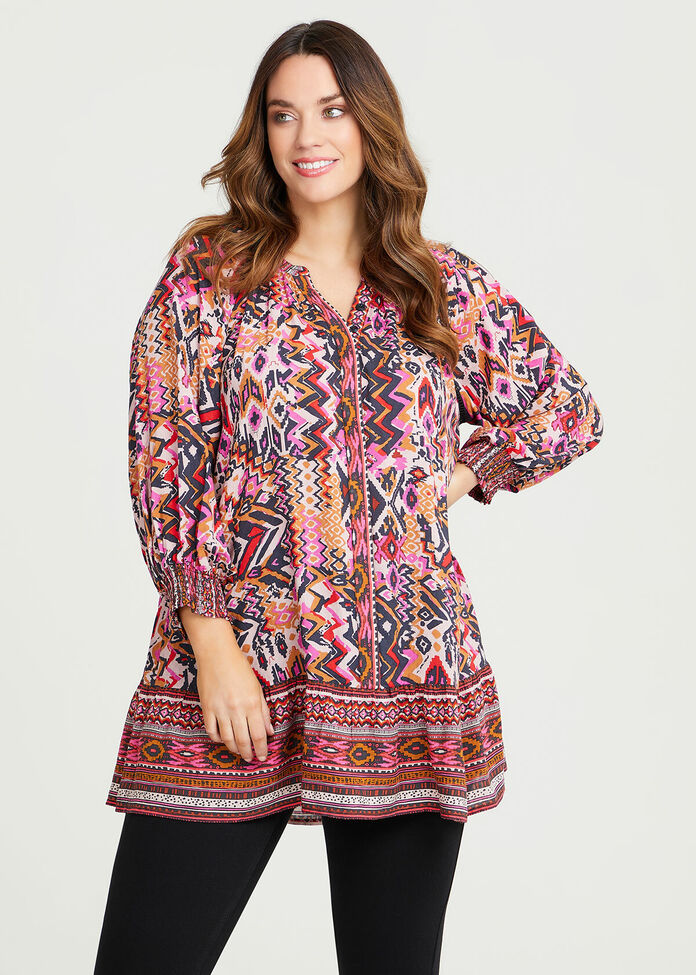 Shop Plus Size Natural Aztec Print Tunic Multi Taking Shape Au