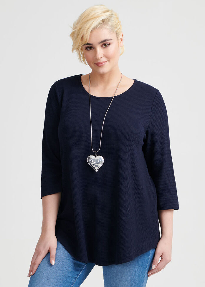 Shop Staple Curved Hem Top in navy in sizes 12 to 24 | Taking Shape