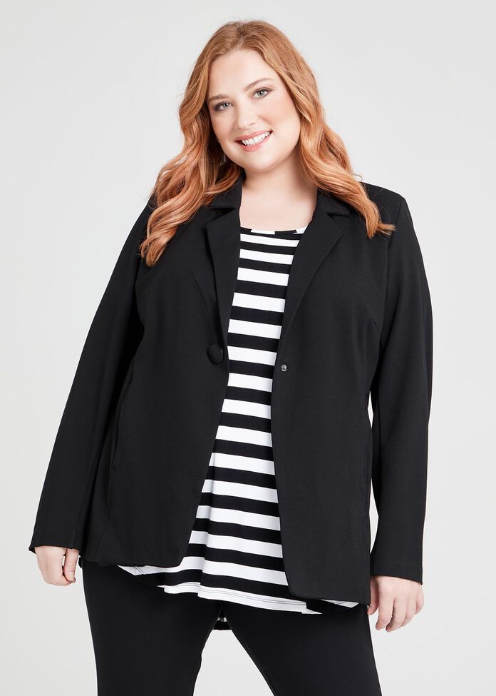 Shop Plus Size Bamboo Ponte Panel Ivy Jacket, Black | Taking Shape AU