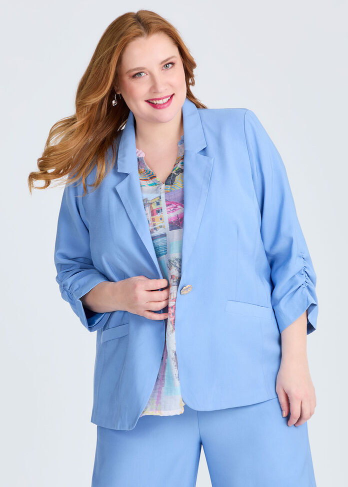Shop Plus Size Bronte Relaxed Suit Jacket, Blue | Taking Shape AU