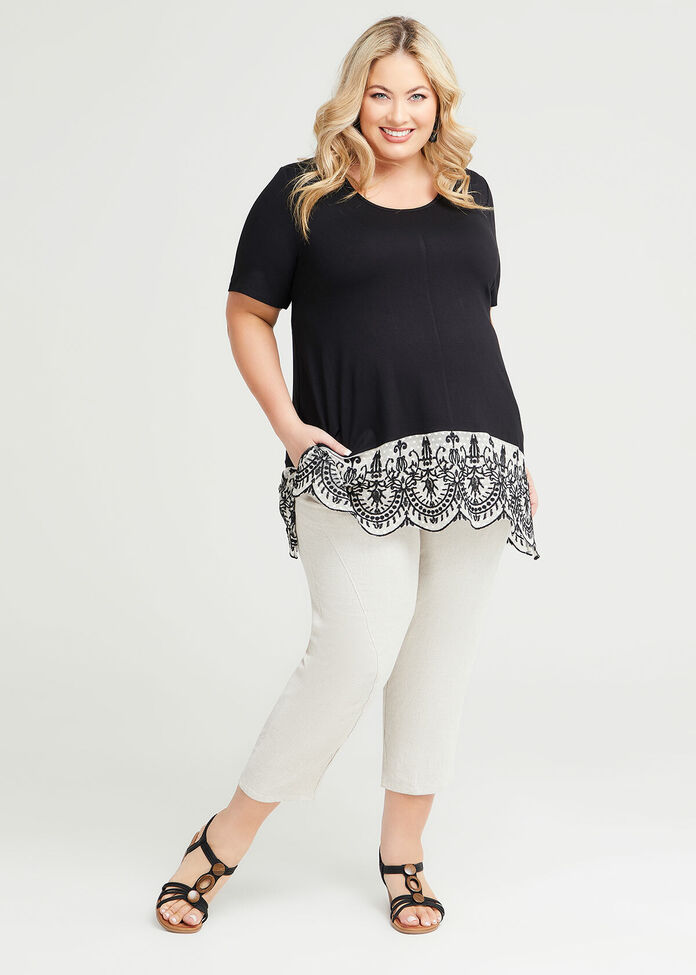 Shop Plus Size Lace Peplum Natural Top in Black | Taking Shape AU
