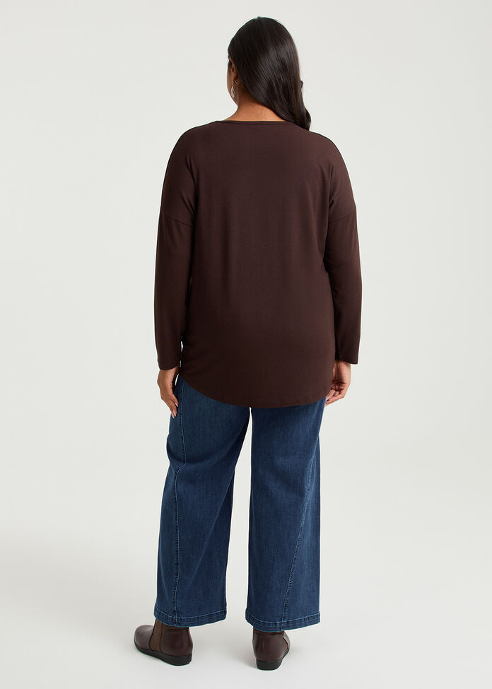 Shop Plus Size Australian Wool Blend V-neck Top, Brown | Taking Shape AU