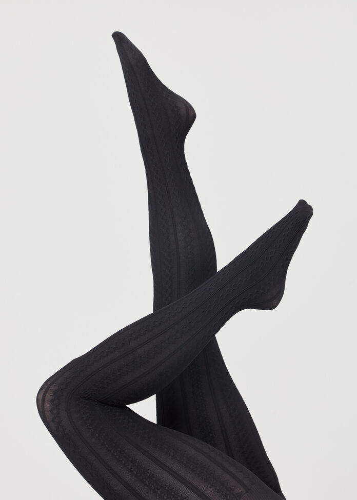 Shop Black Cable Knit Tights in Black | Accessories | Taking Shape NZ