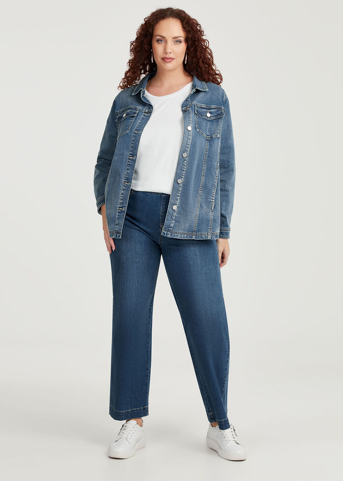 Shop Plus Size Cotton Relaxed Denim Shacket, Blue | Taking Shape NZ