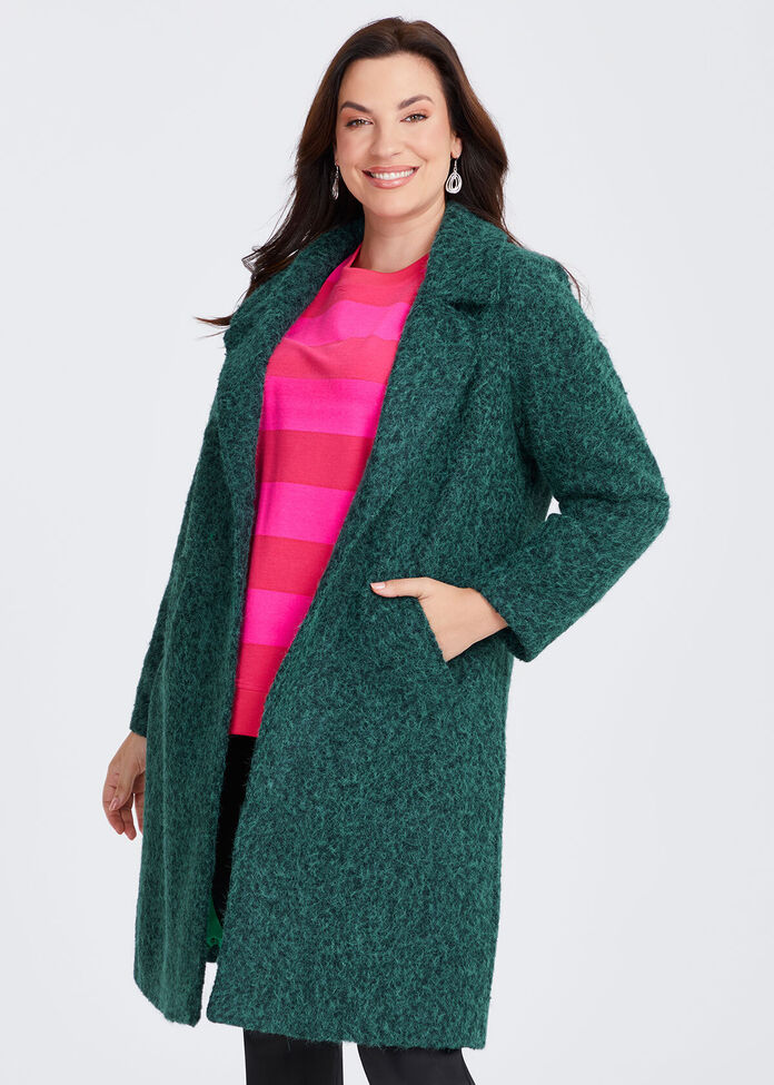 Plus Size Women's Green Cocoon Longline Coat | Taking Shape AU