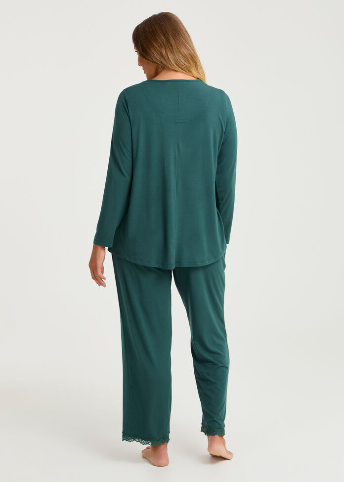 Shop Plus Size Modal Lace Trim Pyjama Top, Green | Taking Shape AU