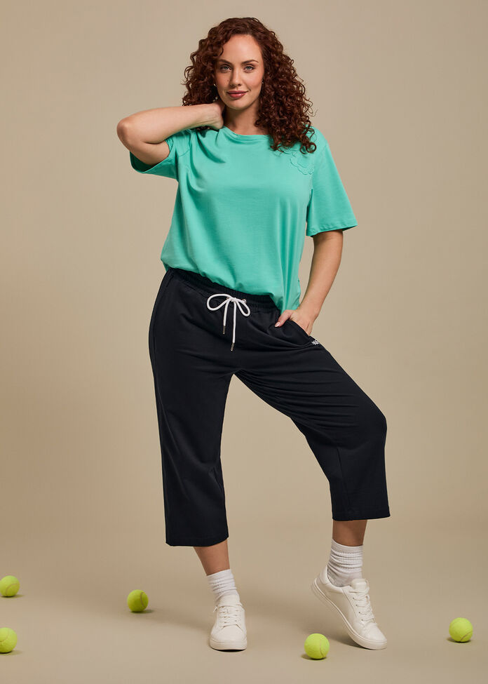 Shop Plus Size Cotton Sideline Crop Trackpant, Navy | Taking Shape NZ