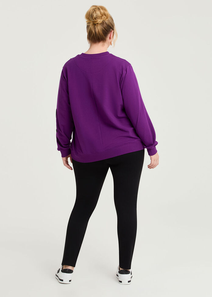 Shop Plus Size Cotton Cord Applique Sweatshirt, Purple | Taking Shape NZ