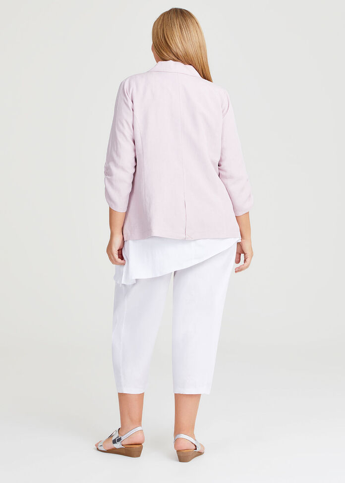 Plus Size Relax Linen Blend Blazer in Beige | Taking Shape AU