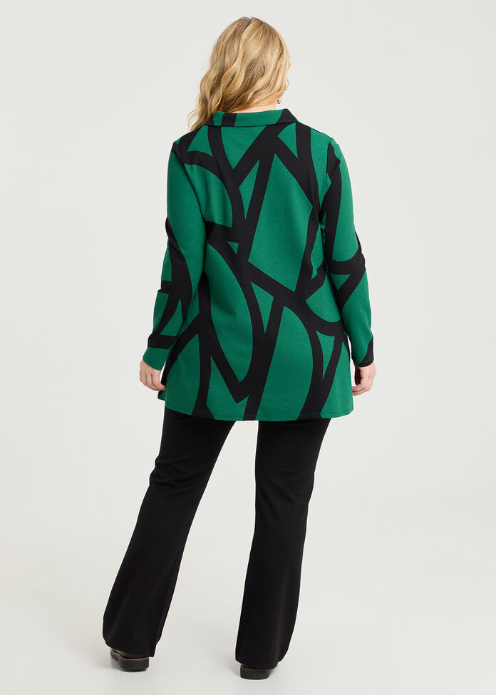 Shop Plus Size Abstract Zip Collar Ponte Tunic, Green | Taking Shape AU