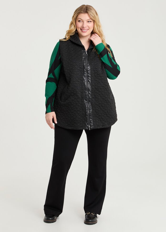 Shop Plus Size Abstract Zip Collar Ponte Tunic, Green | Taking Shape AU