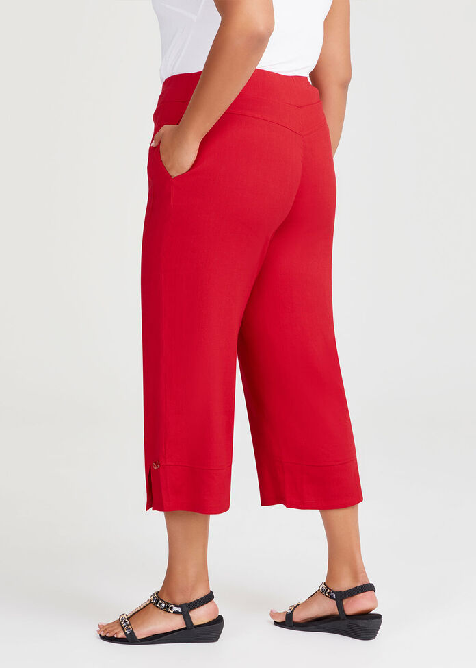Shop Plus Size Stretch Linen Calliope Crop Pant, Red | Taking Shape NZ