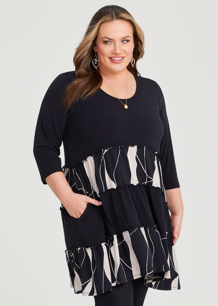 Shop Plus Size Tier Layer Spliced Tunic In Multi Taking Shape Au