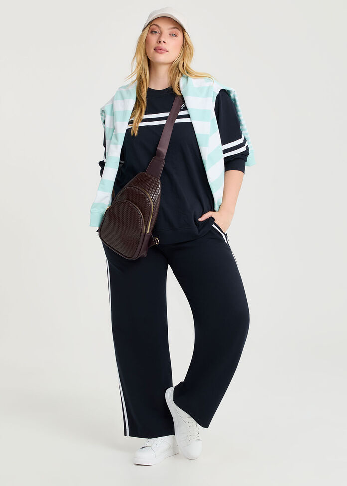 Shop Plus Size Cotton Chest Stripe Sweatshirt, Navy | Taking Shape NZ