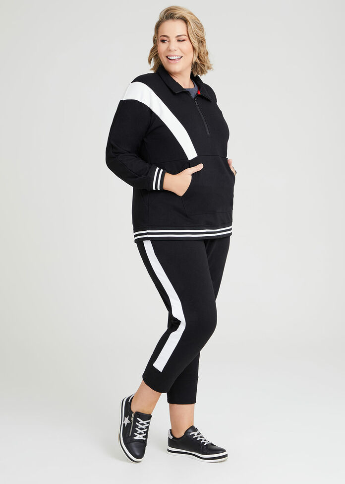 Shop Plus Size Cotton Blend Zip Spliced Sweat, Black | Taking Shape AU