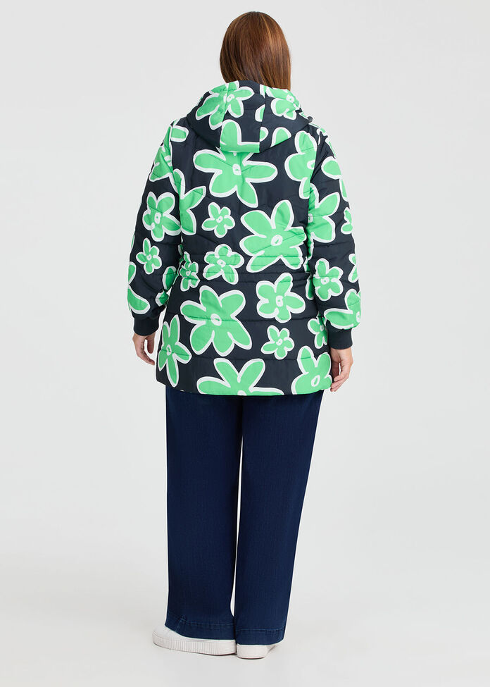 Shop Plus Size Floral Printed Puffer Jacket, Multi | Taking Shape AU