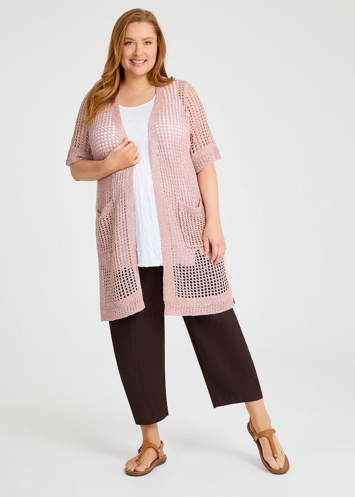 Shop Plus Size Sparkle Open Knit Cardigan, Red | Taking Shape NZ
