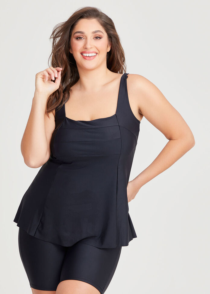 Shop Plus Size Bow Detail Plain Tankini, Black | Taking Shape AU