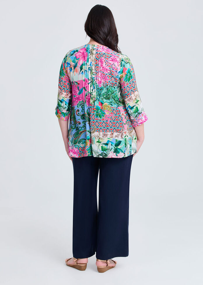 Shop Plus Size Polly Pintuck Natural Top, Multi | Taking Shape NZ