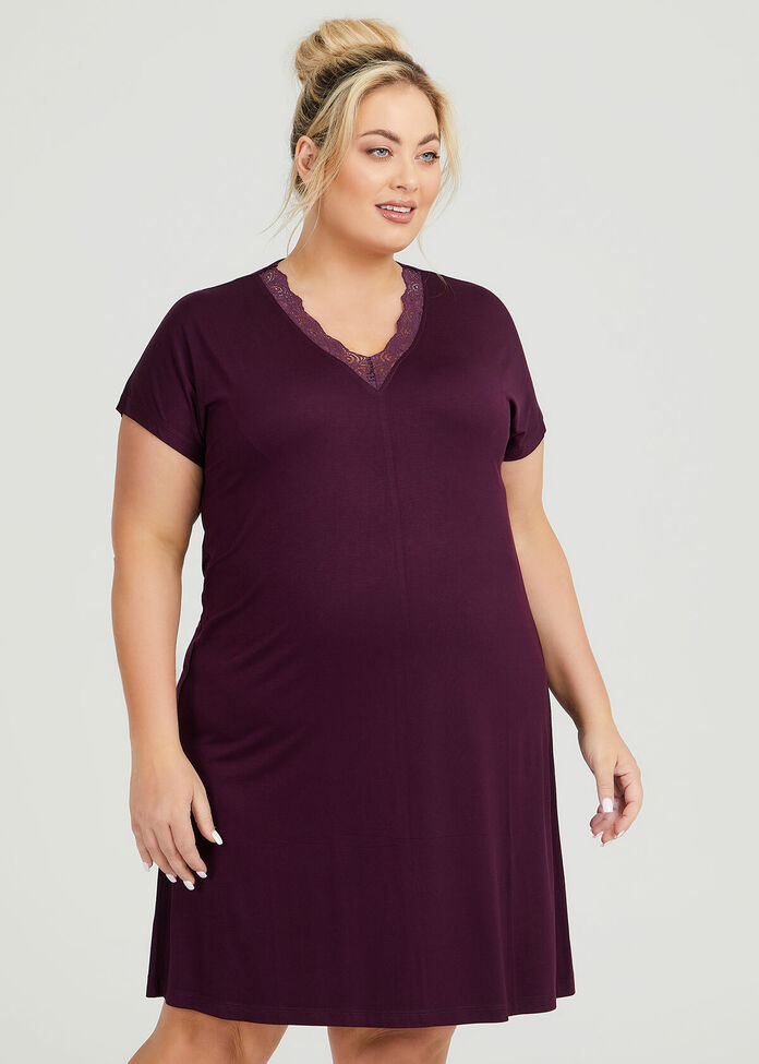 Shop Plus Size Bamboo Lace V-neck Nightie in Red | Taking Shape AU