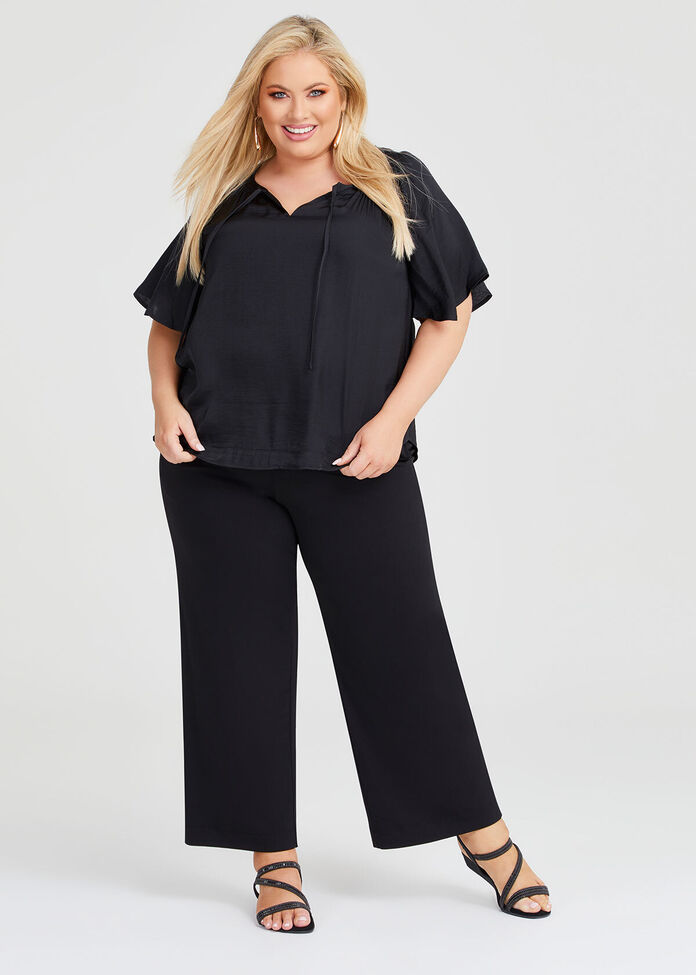 Shop Plus Size Satin Luxe Tiana Tie Top, Black | Taking Shape AU