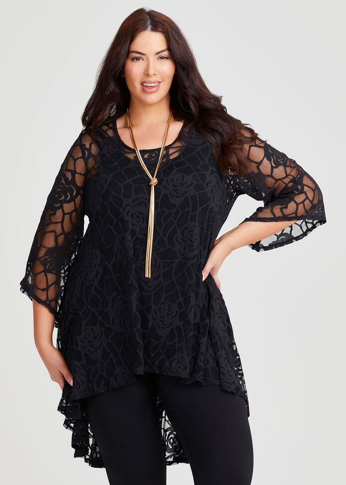 Shop Plus Size Lace Swing Tunic, Black | Taking Shape AU