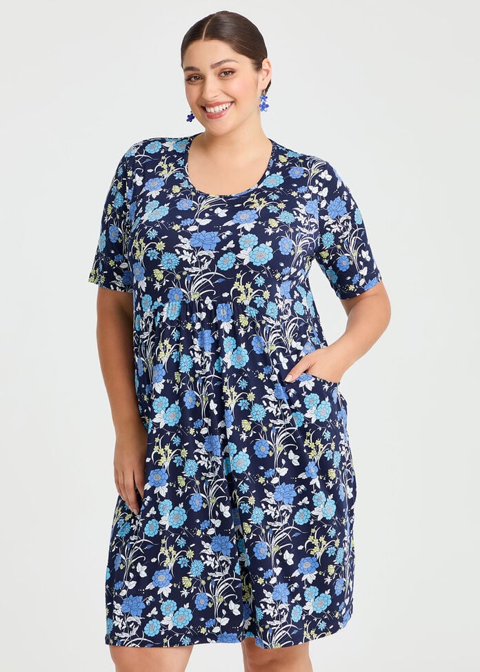 Shop Plus Size Floral Empire Line Dress, Blue | Taking Shape CA