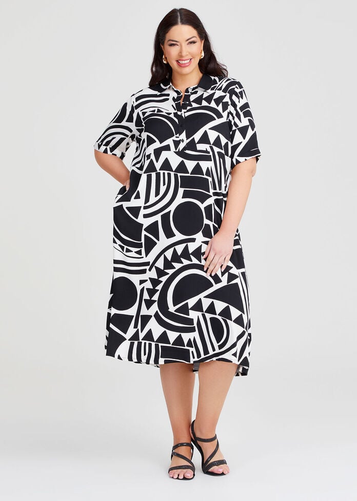 Shop Plus Size Natural Graphic Print Dress, Black | Taking Shape AU