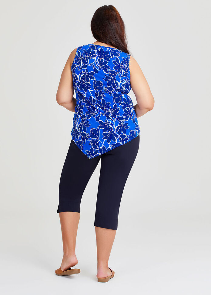 Plus Size Printed Mix Media Tank in Navy Print | Taking Shape AU