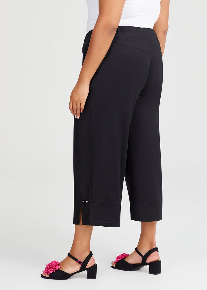 Plus Size Stretch Linen Calliope Crop Pants Black| Taking Shape AU