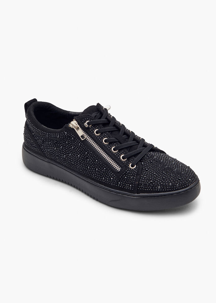Shop Black Black Bejewelled Zip Sneaker | Comfortable Shoes | Taking ...