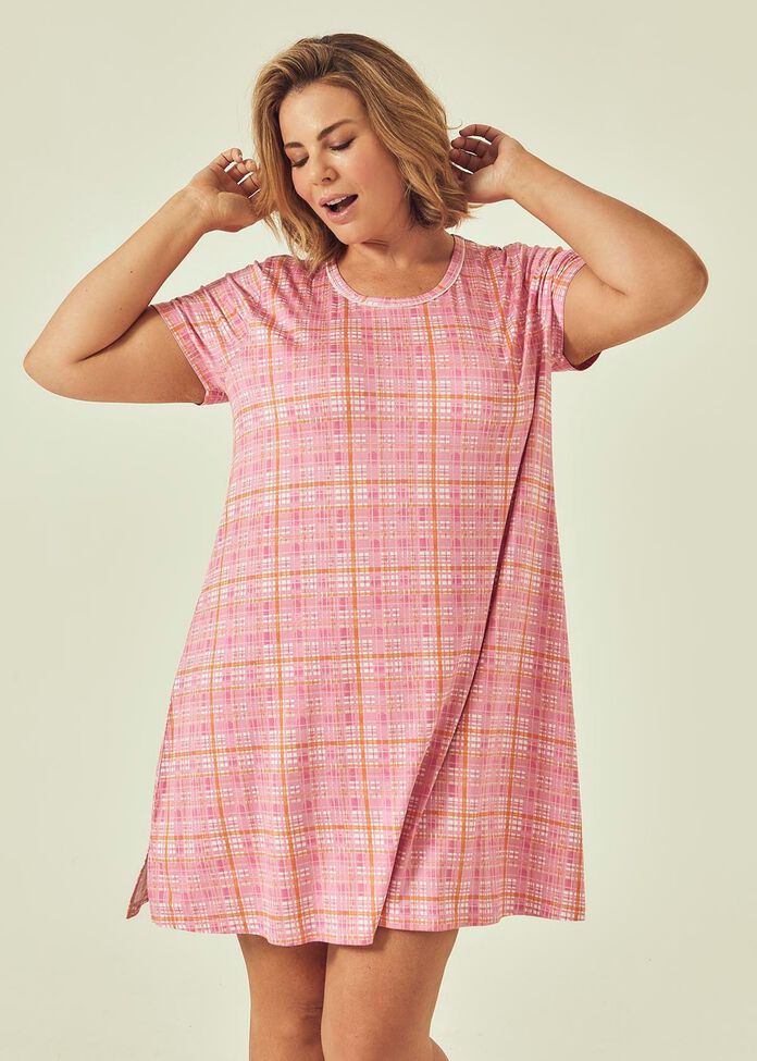 Shop Plus Size Bamboo Painterly Check Nightie in Multi | Sizes 12-30 ...