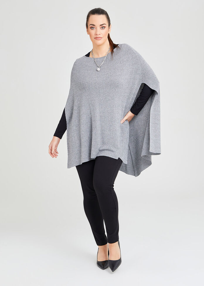 Side Split Poncho in Black, Sizes 12-30 | Taking Shape NZ