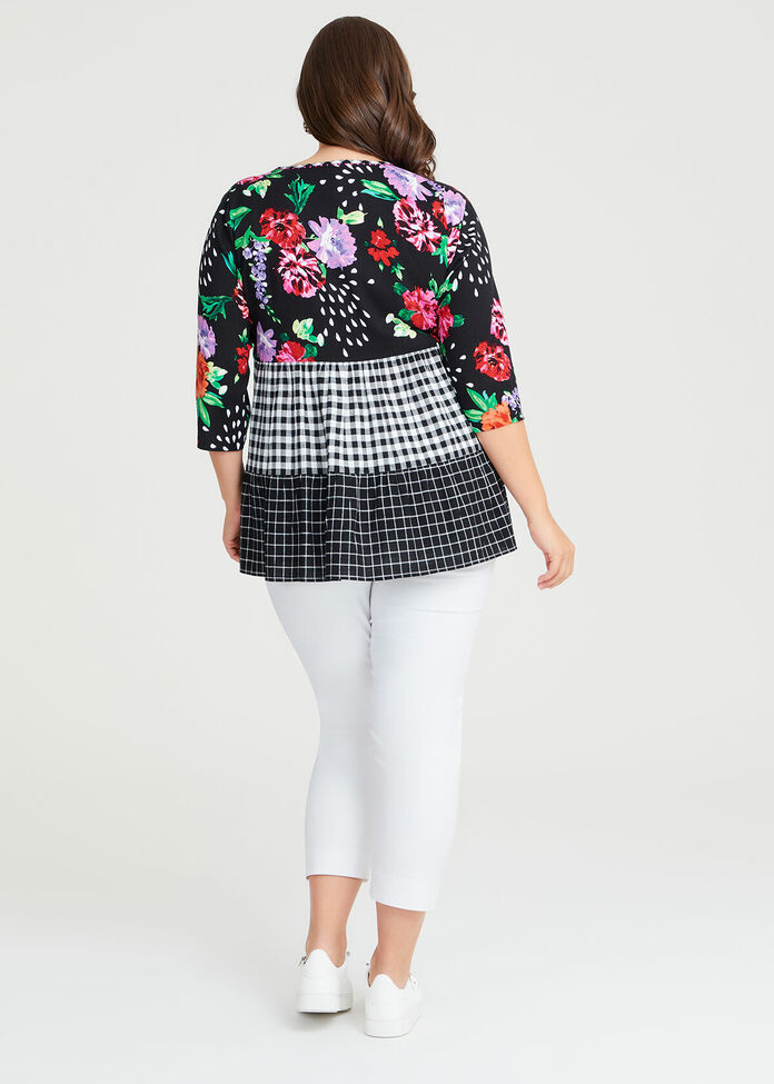 Shop Plus Size Gingham Floral Natural Top, Multi | Taking Shape AU