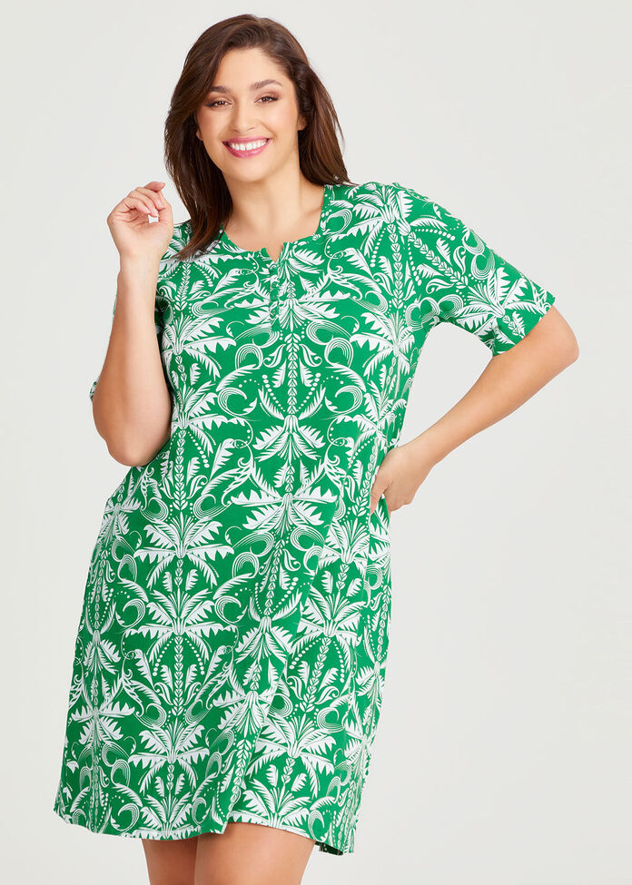 Plus Size Women's Cotton Green Palm Nightie | Taking Shape AU
