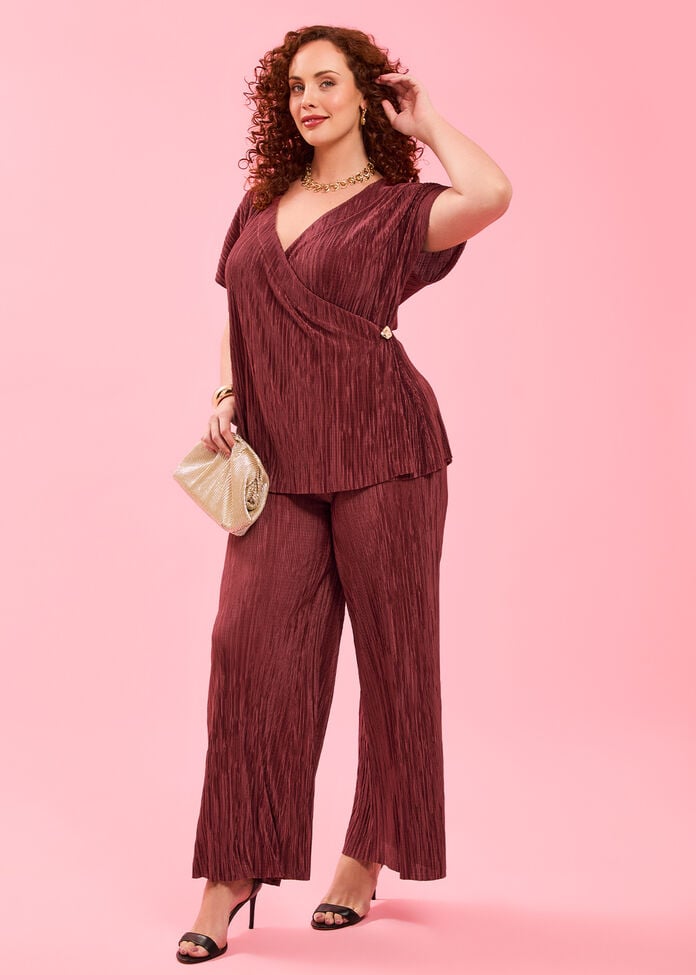 Shop Plus Size Satin Plisse Wrap Top, Multi | Taking Shape AU