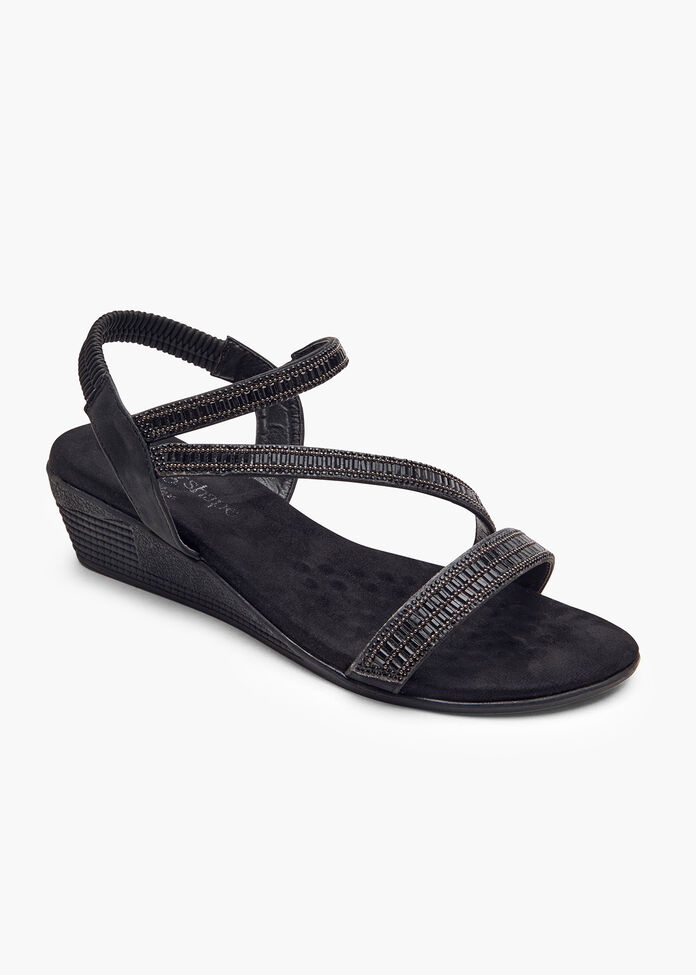 Black Bling Wedge Sandals for Women | Taking Shape AU