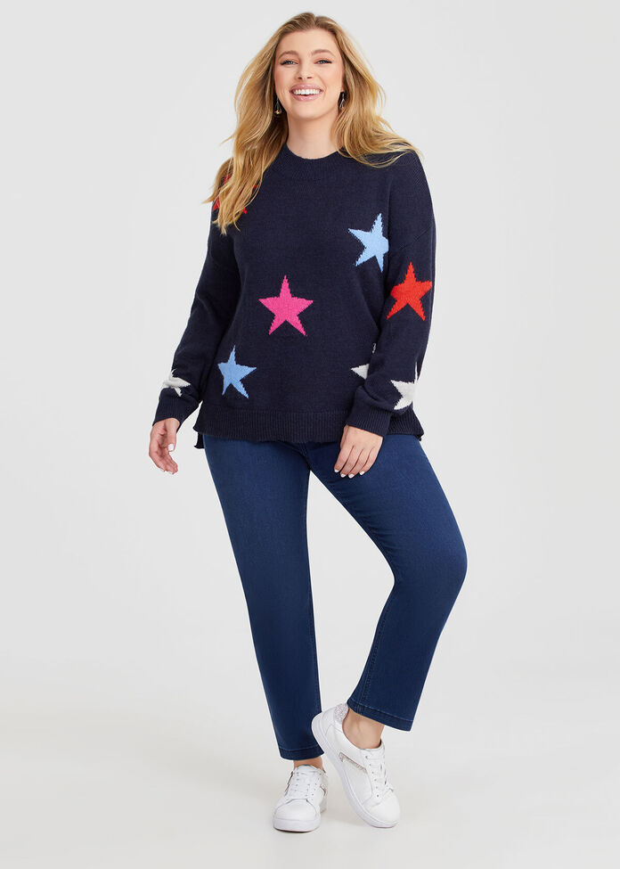 Navy Plus Size Women's Star Printed Jumper | Taking Shape AU