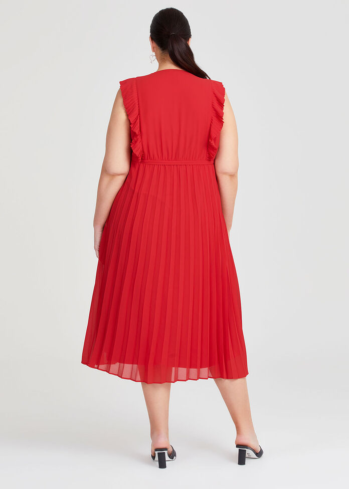 Plus Size Women's Sunset Pleated Chiffon Dress Red | Taking Shape AU