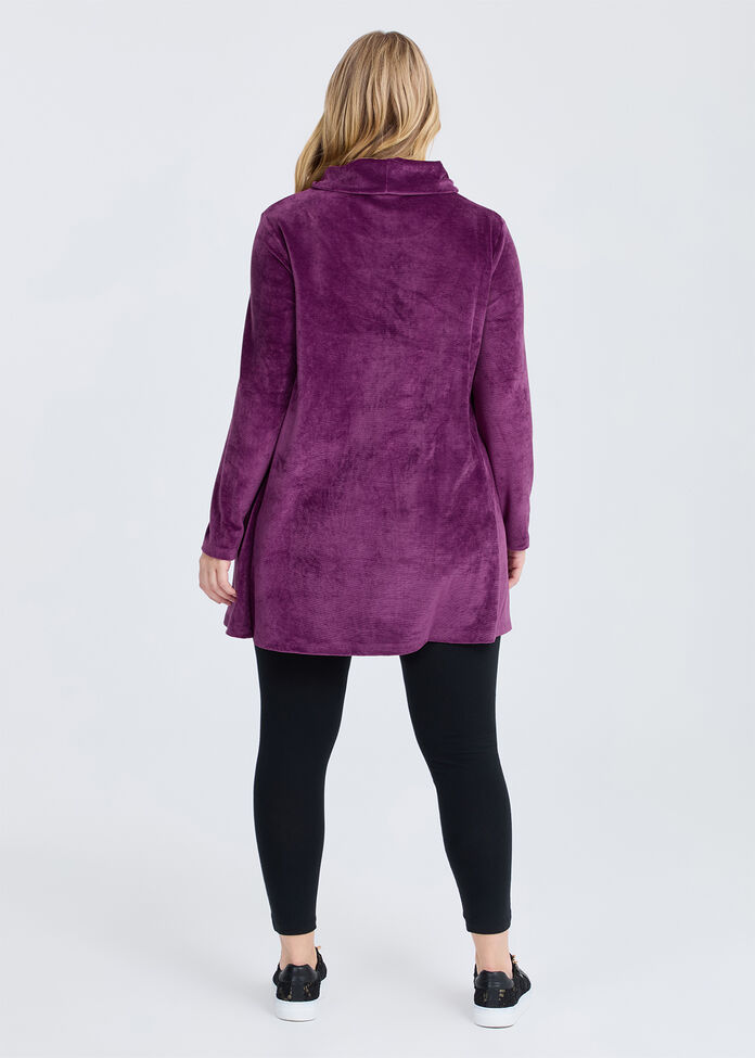 Shop Plus Size Velour Cowl Neck Tunic, Purple | Taking Shape NZ