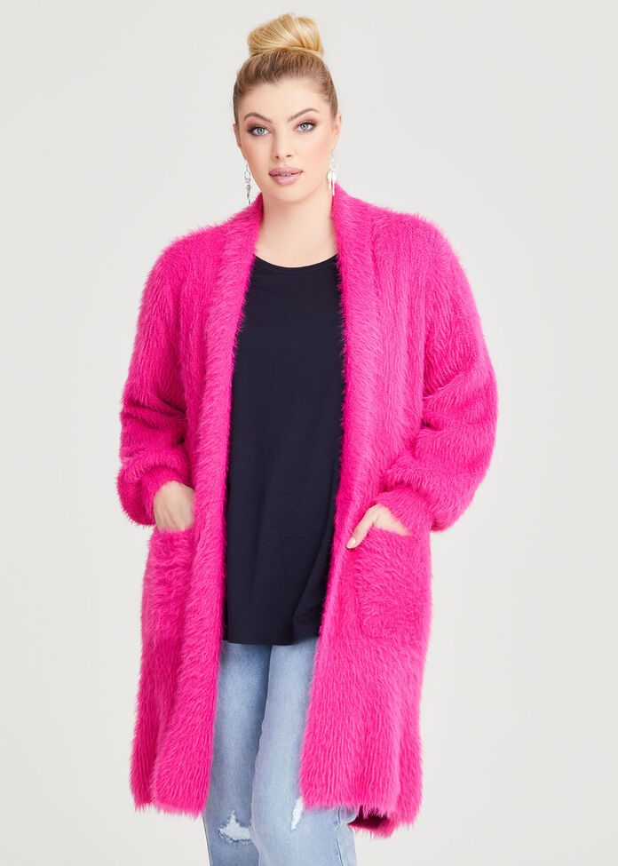 Shop Plus Size Fluffy Knit Cosy Cardigan in Purple | Taking Shape AU