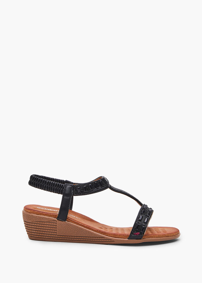 Shop Black Elevated Bling Wedge Sandal | Comfortable Shoes | Taking ...